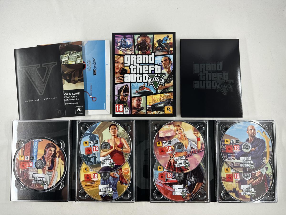 GTA 5 Grand Theft Auto V - 7 DVD disc Edition + poster PC Game - Retro ...